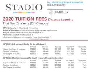 Embury College Tuition & Fees Structure 2022 - South Africa Portal